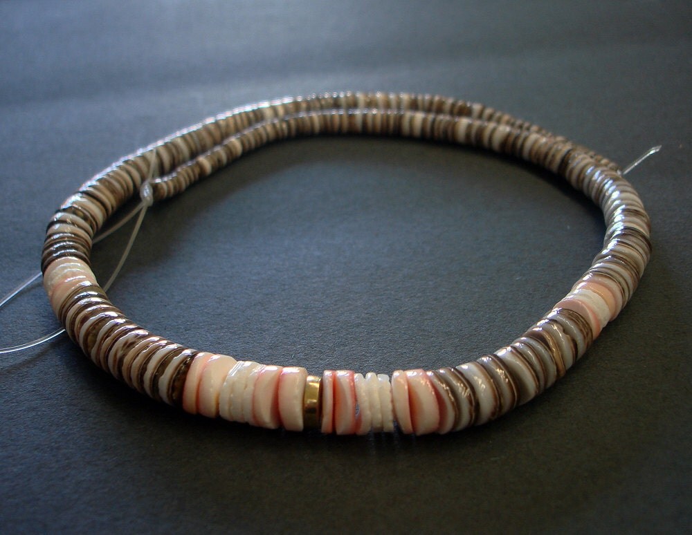 Graduated Black Olive Shell Heishi Beads 16 by MichellesShellcraft