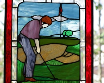 Unique golf stained glass related items | Etsy