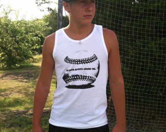 SALE Baseball EARTH, vintage screened baseball bro tank or tee, UNISEX ...