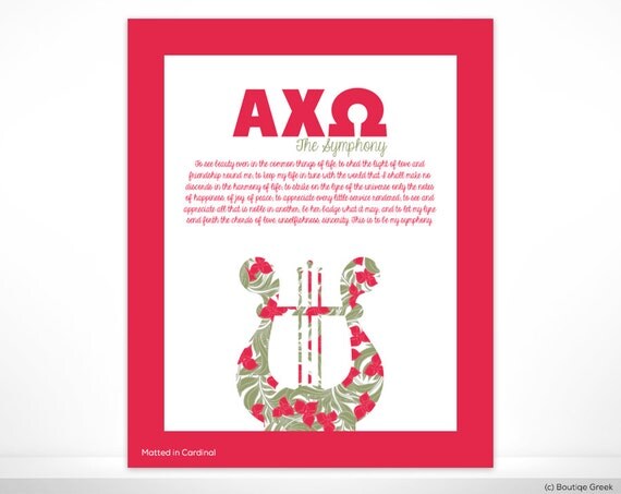 Items similar to AXO Alpha Chi Omega The Symphony Creed Sorority Poster ...