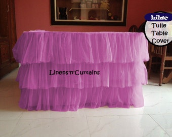 LILAC Tulle Tiered Table Cloth - 6 Feet Table - 3 Layered Tiered Tutu ...