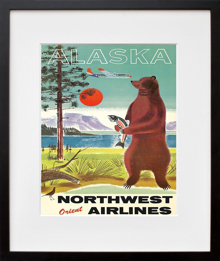 Alaska Travel Art Vintage Alaskan Poster Print by Blivingstons