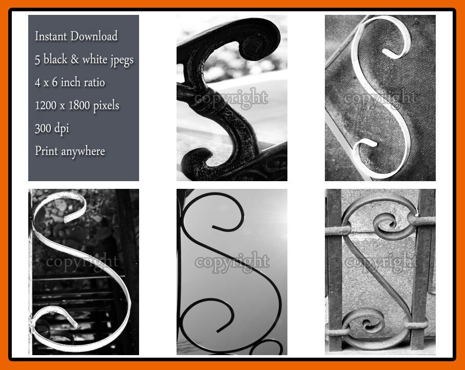 Letter S alphabet photography instant by AlphabetDownloads on Etsy
