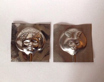 Vintage Candy Molds Princess and Bunny Chocolate Pop Lollipop Sucker Molds