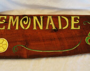 Hand Painted Lemonade Sign on Reclaimed Barn Board