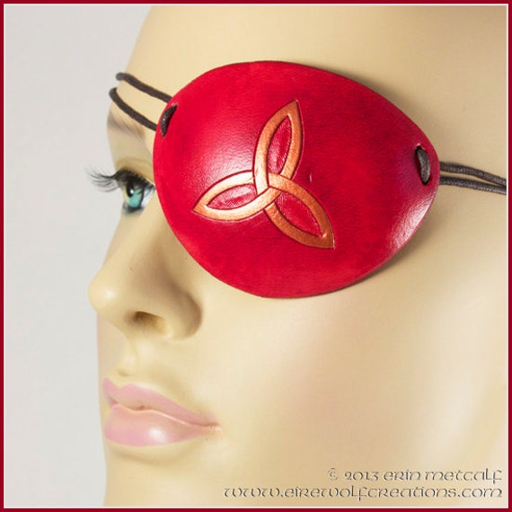 Celtic knot pirate eye patch handmade leather masquerade