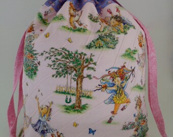 Fancy Nancy Large Quilted Drawstring Pouch