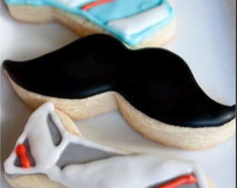 Mustache and Tie Sugar Cookies, Little Man birthday, Mustache Party cookie