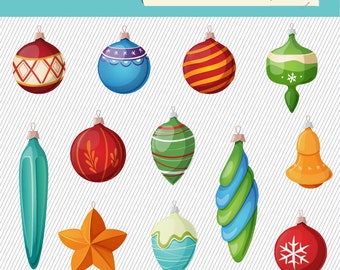 Colorful Christmas Ornaments Clipart. Christmas Clipart. Christmas Tree ...