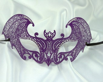 Women's Bat Masquerade Mask - Sexy Purple Bat Inspired Metal Filigree ...