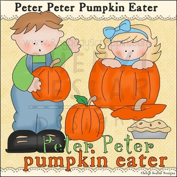 Items similar to Peter Peter Pumpkin Eater Nursery Rhyme Digital Clip ...