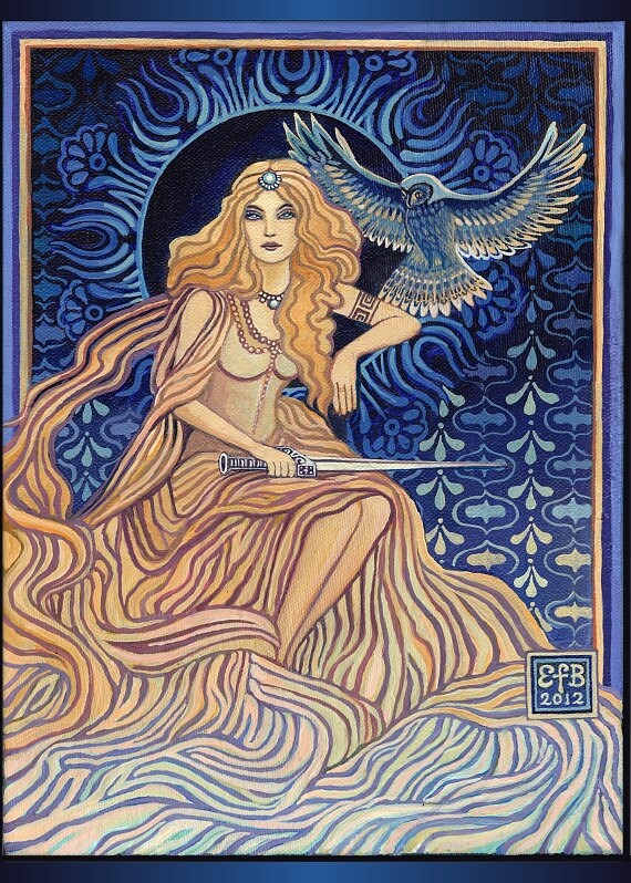 Minerva Roman Goddess of Wisdom 5x7 Greeting Card by EmilyBalivet