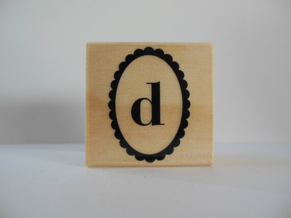 Letter d Rubber Stamp Paisley Monogram Collection Wood