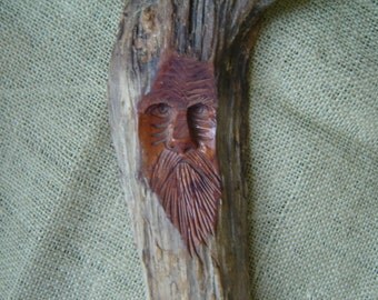 Vintage Carved Tree Face Folk Art Tree Spirit