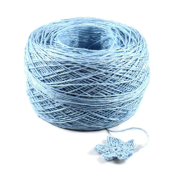Crochet Thread 3 Ply Linen Thread Baby Blue by Nothingbutstring