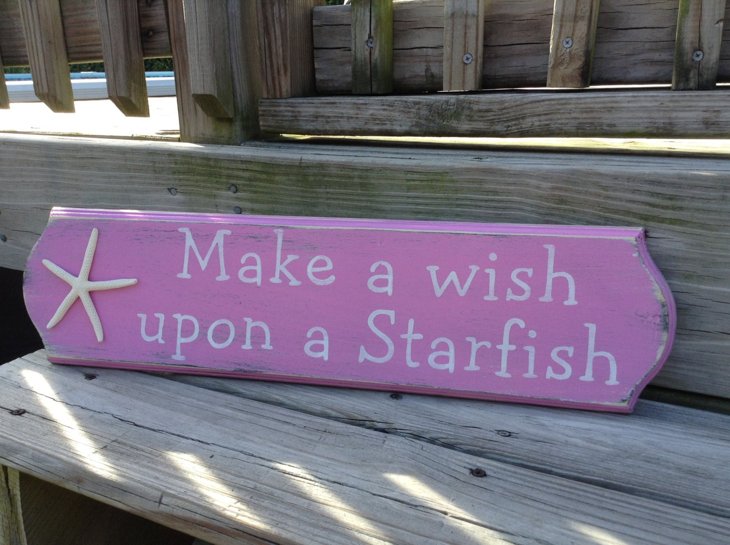 Starfish Make a Wish Sign Coastal Cottage Beach Decor Baby