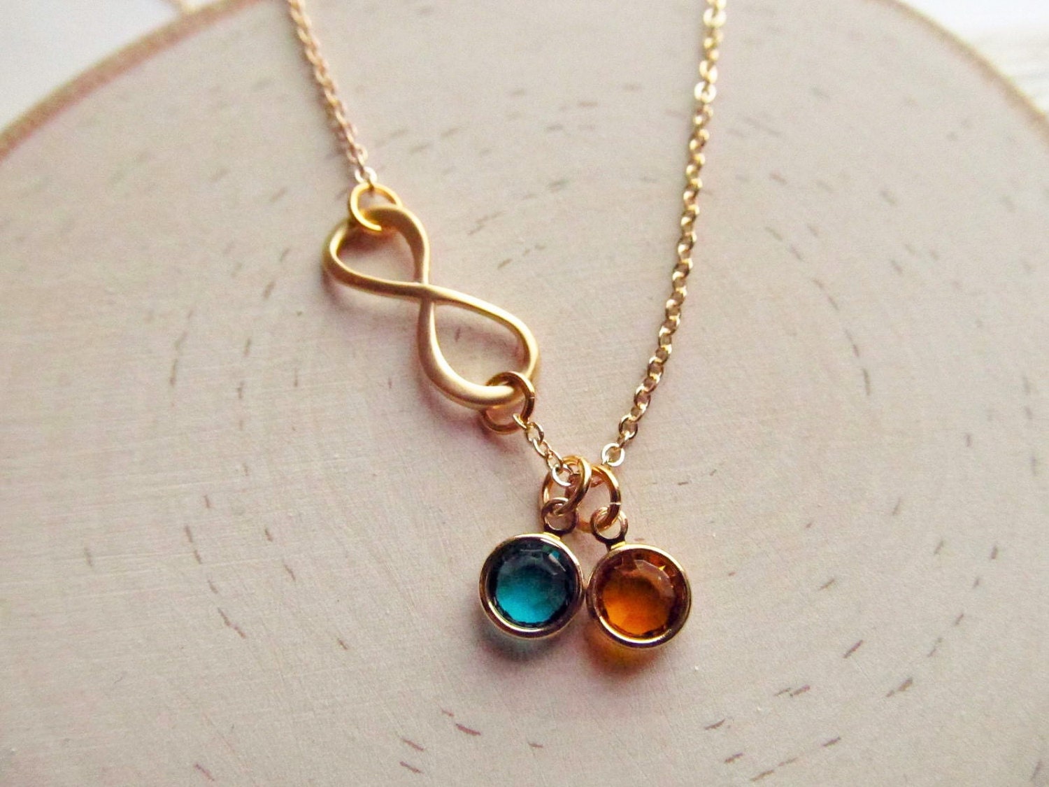 Personalized Gold Infinity Necklace Birthstone Necklace Mom