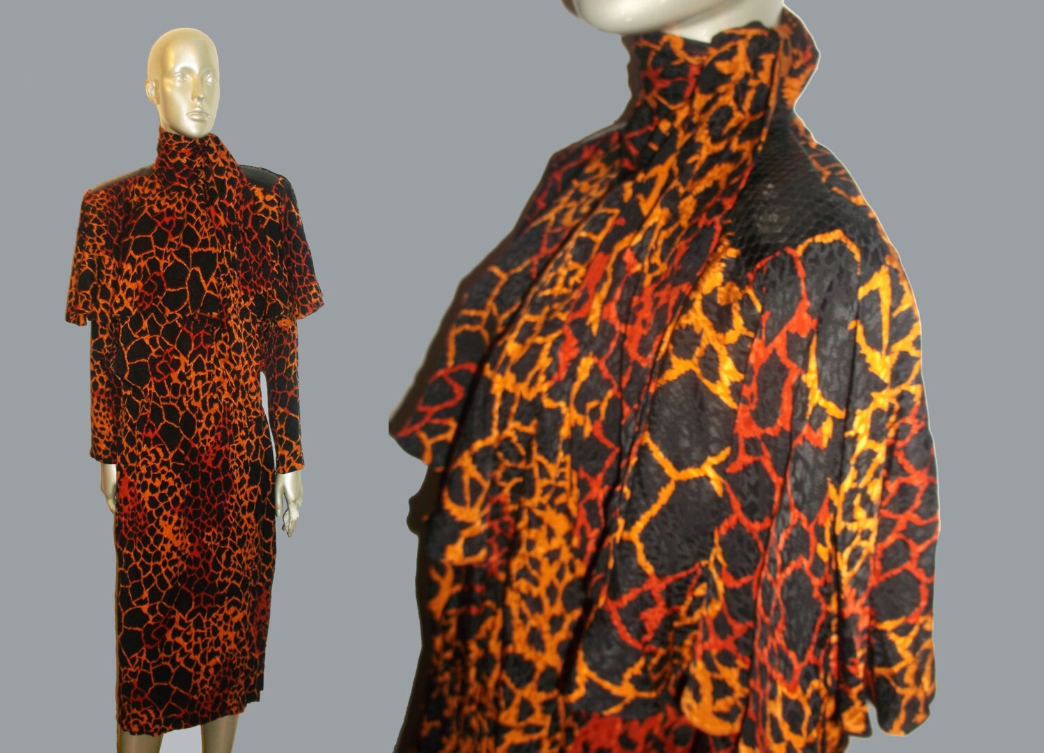 Vintage 80s Silk Leopard Animal Print Lillie Rubin Avante