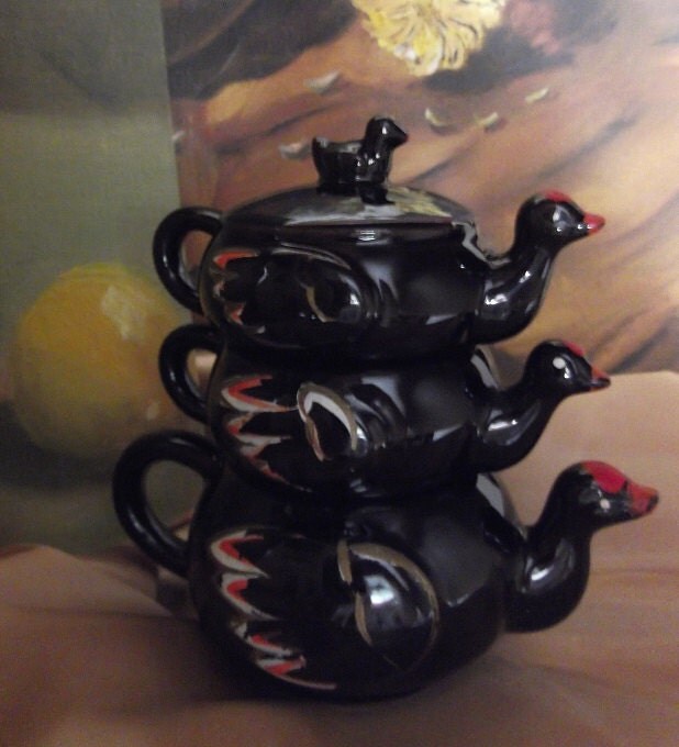 Vintage Redware Nesting Ducks Salt and Pepper Shakers Three Piece ...