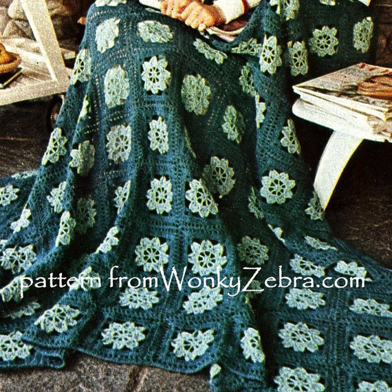 Vintage Crochet Blanket Pattern PDF 638 from WonkyZebra