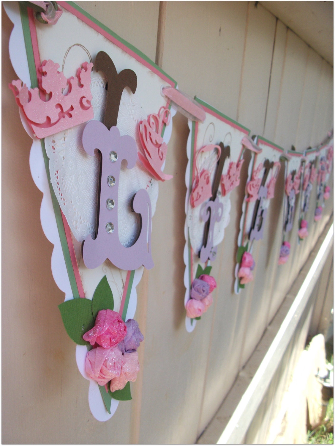 Handmade Banner Custom made GO GREEN Name Pennnant