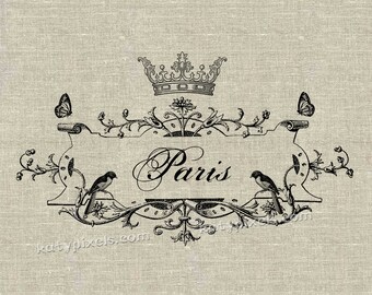 INSTANT DOWNLOAD - Fancy Paris Sign Vintage Printable Transfer Image ...