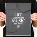 LIFE without MUSIC Quote Guitar Print Various Color by iNKthePRINT