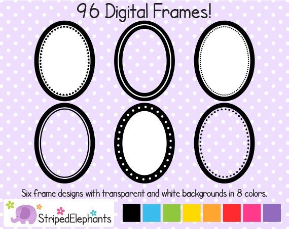 Oval Digital Frame Collection Clip Art Frames by StripedElephants