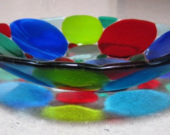 Red fused glass bowl | Etsy