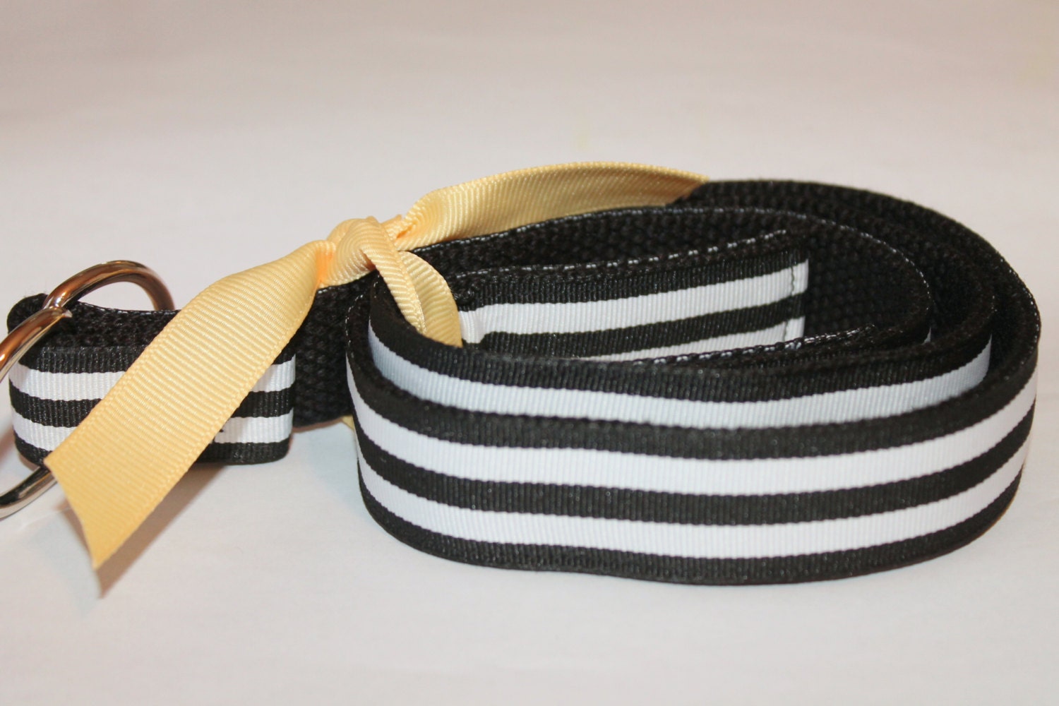 Kids Striped Ribbon Belt Black and White Preppy Boys by cinchbelts