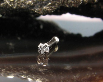 Nose Bone Nose Ring 925 Sterling Silver 2mm Opal by JustNoseRings