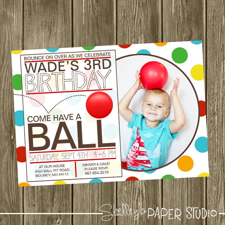 Ball Birthday Party Invitation Photo Option