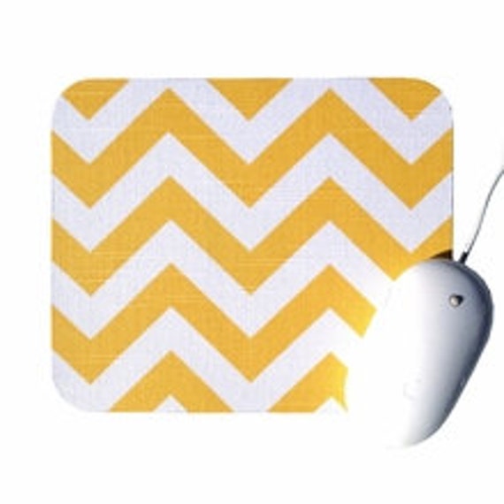 Chevron Mouse Pad / Yellow and White / Home Office Decor / Zig