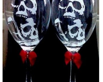 Skull wine glass | Etsy