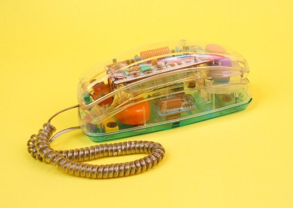 Vintage 80s Clear See Through Phone by Unisonic Works