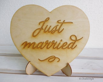 Items similar to Just Married Wedding Sign for photo op and decor on Etsy