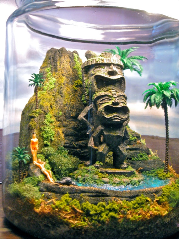 Tiki Idol Volcano Miniature Hawaii Zen Garden by Megatone230
