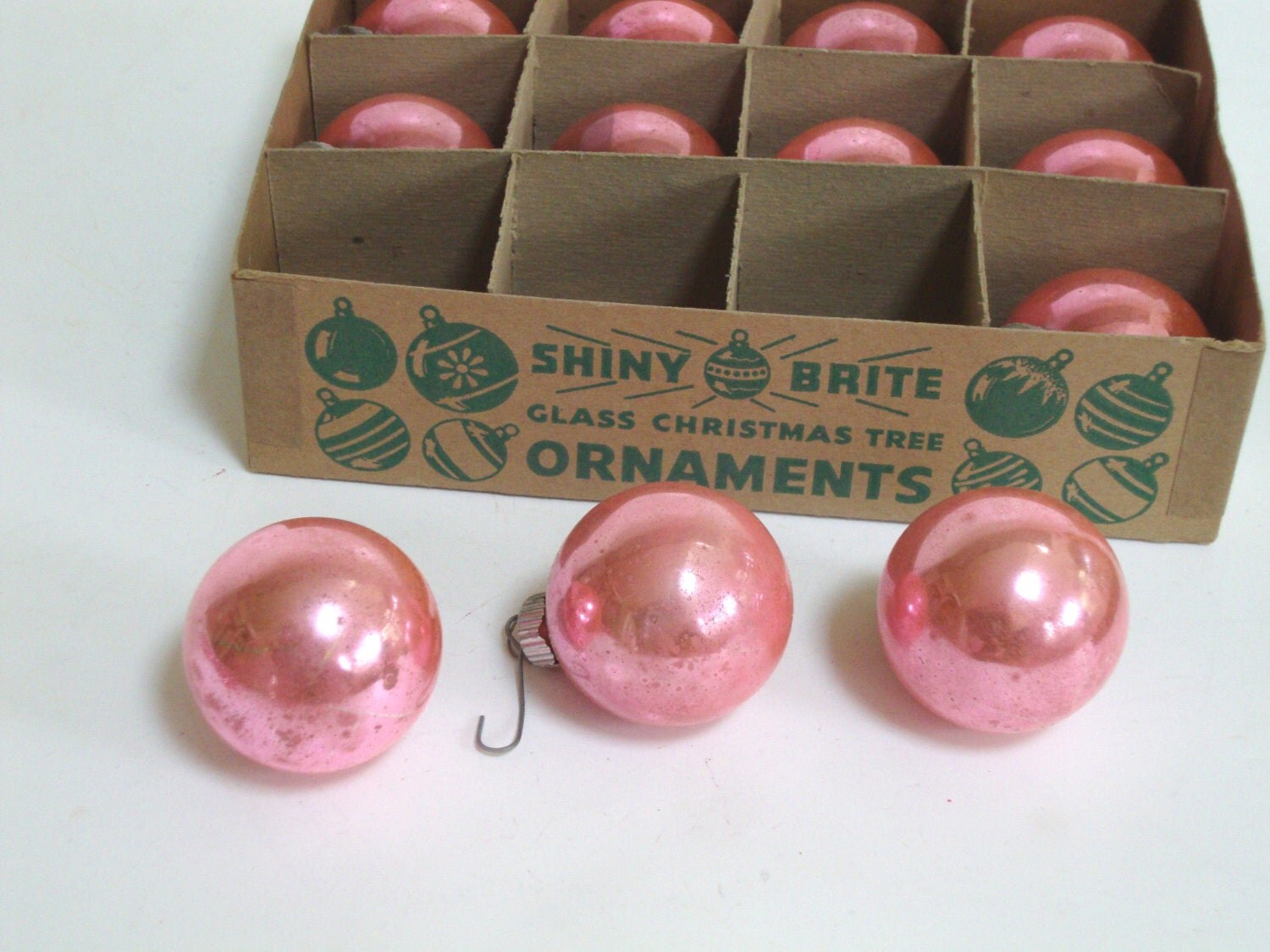 Shiny Brite Ornaments Pink Vintage Christmas Mercury