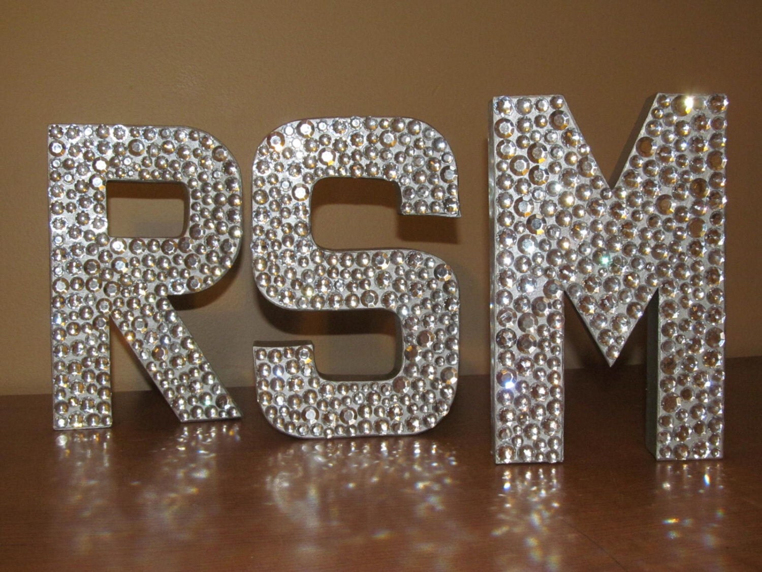 Gorgeous Rhinestone Monogram Letters R S M and