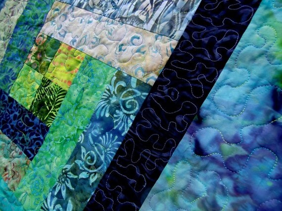 Tropical Modern Batik Jelly Roll Bali Pop Throw or Lap Quilt