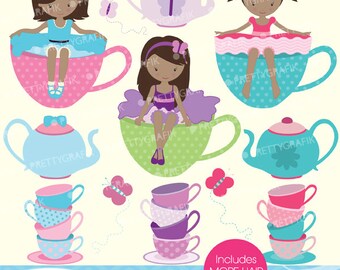 Tea Party Clipart Set clip art set of teacups teapots tea