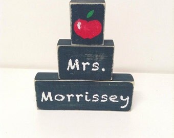 Personalized Teacher Name Blocks - Teacher Appreciation Gift - Wooden Sign