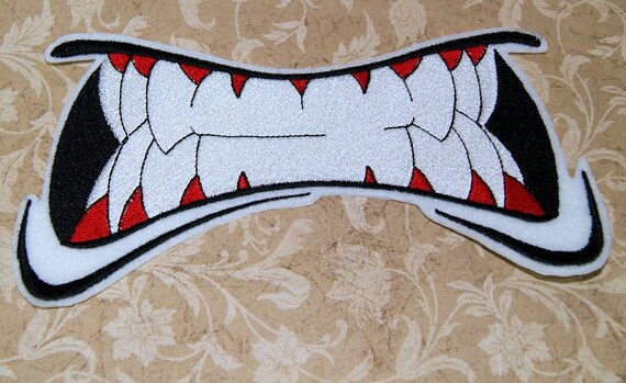 Angry Growling Mouth Iron On Embroidery Patch MTCoffinz