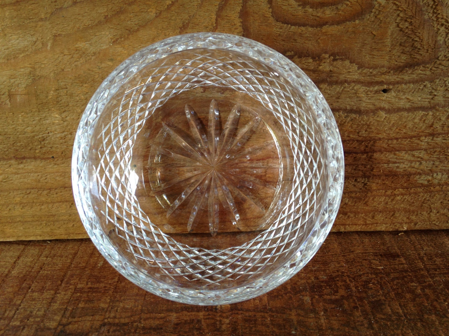 Crystal Glass Candy Dish ~ Starburst & Diamond Pattern ~ Heavy Vtg ...