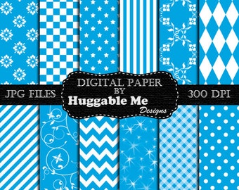 Baby Boy Scrapbook Paper Digital Blue Patterns for Baby Boy