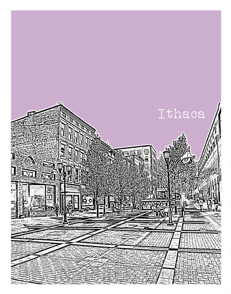 Ithaca New York Poster Print Art Skyline NY by AnInspiredImage