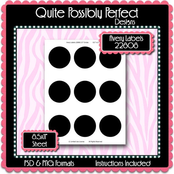 2 5 Circles Avery Labels 22808 Template Instant Download