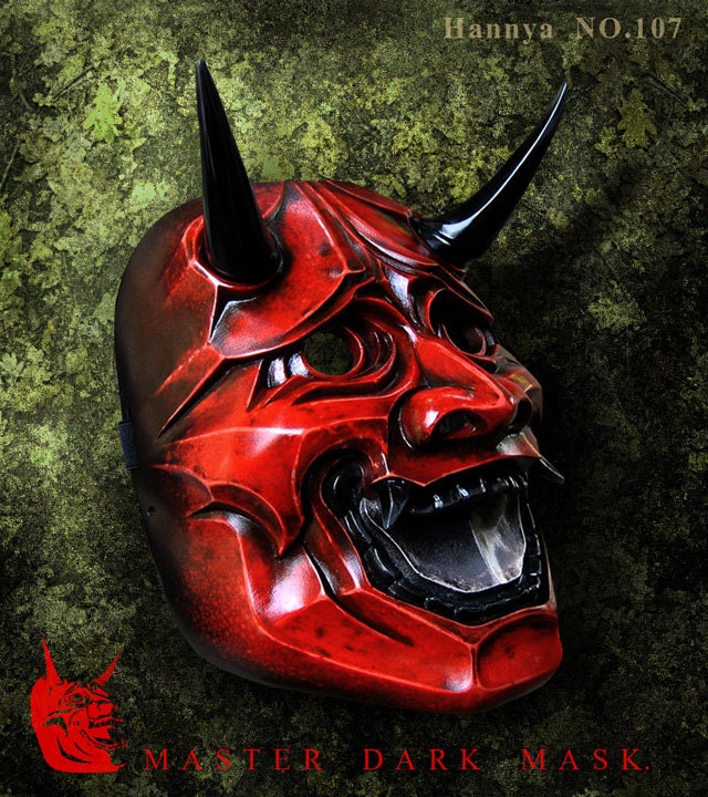 Hannya Mask 107 Red Japanese Noh Style Fiberglass Mask