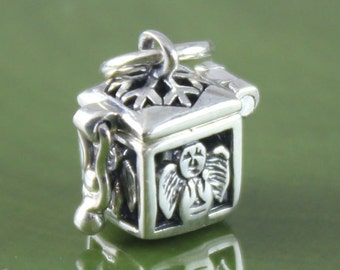 Teeny Tiny Sterling Silver Cube Prayer Box Charm Pendant