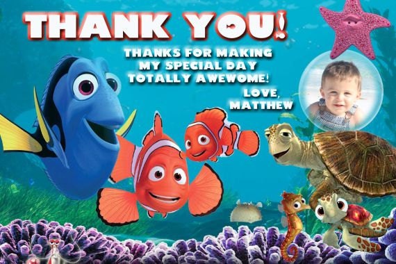 Finding Nemo Thank You Card Finding Dory Thank You Birthday